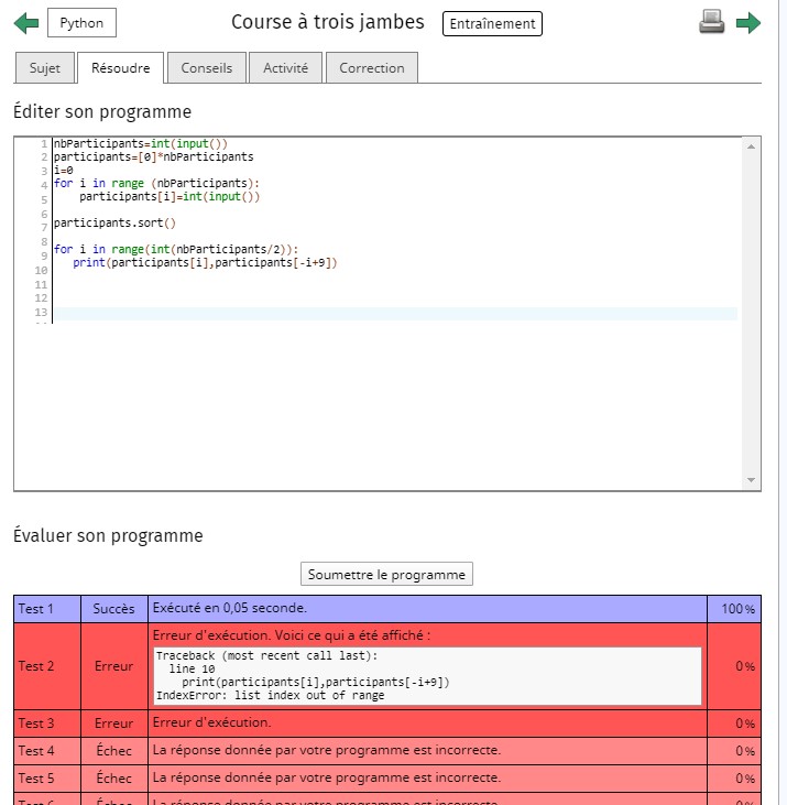 [Résolu] Course à trois jambes - Python - Découverte des tableaux par Ln56b - page 1 ...